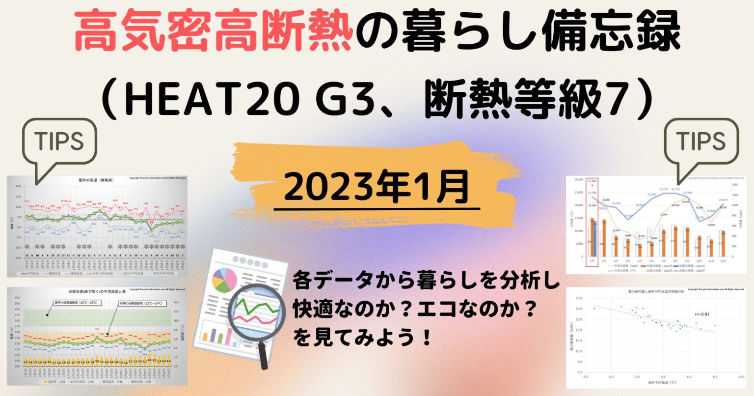 高断熱（HEAT20 G3、断熱等級7）暮らし・電気代の紹介：23年1月＠群馬 | あるべき家づくりブログ